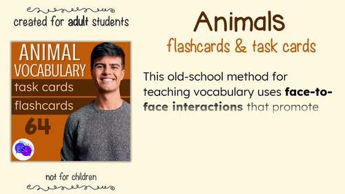 Animal Vocabulary Flashcards and Task Cards | ESL Vocabulary Activities