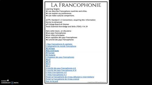 French Speaking Countries Francophone Geography Map Flag Vocabulary ...