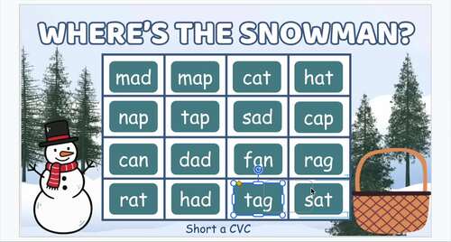 Find the Snowman! | CVC Digital Winter Word Game | Google Slides™