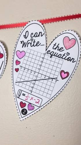 Valentine's Day Algebra 1 Graphing Linear Equations Heart Pennants Activity