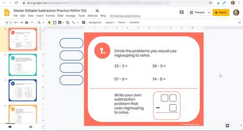 2-Digit Google Slides Subtraction with Regrouping | Subtraction Word ...