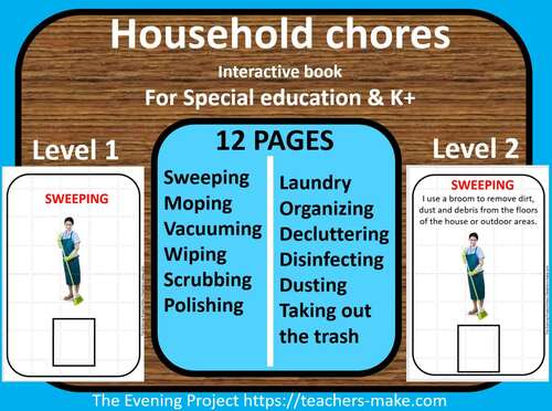 Household chores Interactive book for Special education & K+/Speech therapy