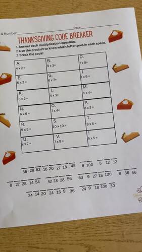 November Thanksgiving Multiplication Practice | Multiplication Fact ...