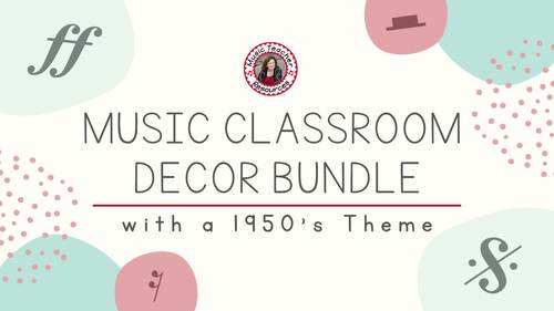 Music Classroom Decor Bundle with a 1950's Theme by MusicTeacherResources