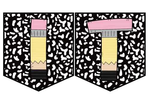 Writing Center Pencil Font Notebook Themed Banner by Kinderland Lemonade