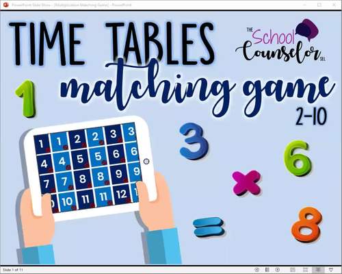 Multiplication Matching Game PPT by The School Counselor SEL | TpT