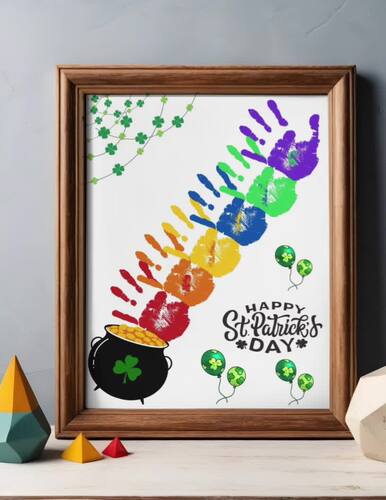 St Patricks Day Handprint Craft Rainbow Printable Toddler Preschool ...