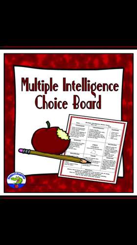 Multiple Intelligences Menu Choice Board & Easel Activity by HappyEdugator