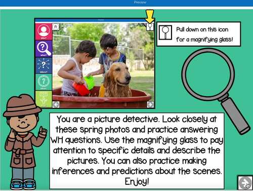Spring Photos Answering WH Questions Speech Therapy Picture Detective ...