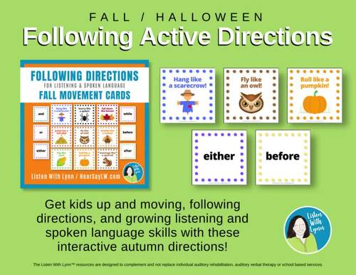 FALL HALLOWEEN Listening and Following Active Directions DHH Hearing Loss
