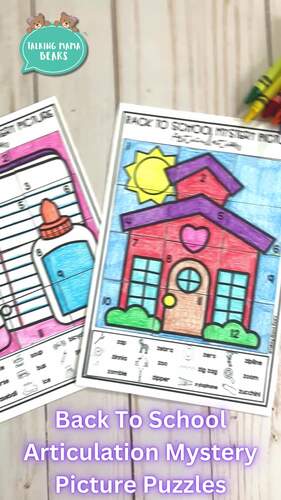 Back To School Speech Articulation Mystery Picture Puzzles | TPT