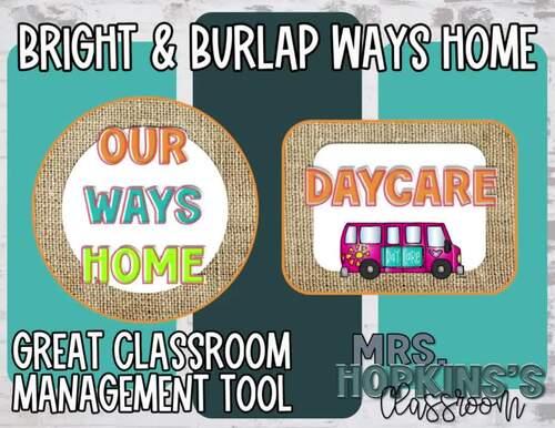 Ways Home Transportation Clip Chart in Burlap and Bright Classroom Decor