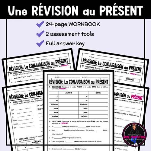French Present Tense Verbs Review Workbook | Activities & Tests | FI & FSL