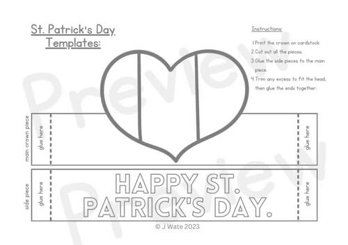 St Patrick's Day Crown Craft & Leprechaun Hat Activity Templates for Kids