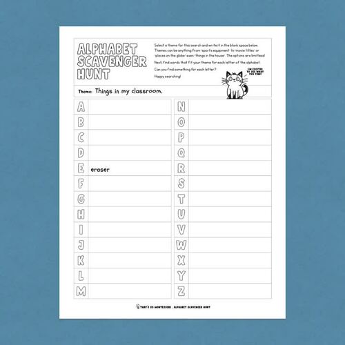 Versatile A to Z Scavenger Hunt Template | Elementary Language Activity