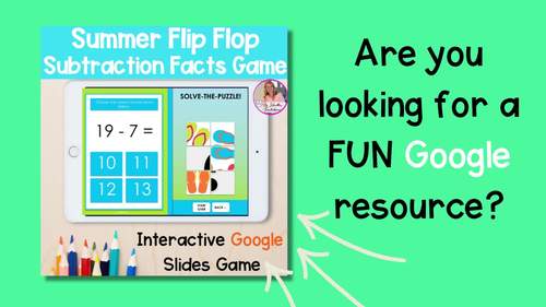 Subtraction Facts To 20 Google Slides Game Summer Themed | Math Facts