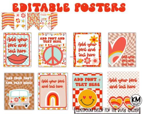 8 EDITABLE + 8 Non Editable All You Need is Love Retro Valentine’s Day ...