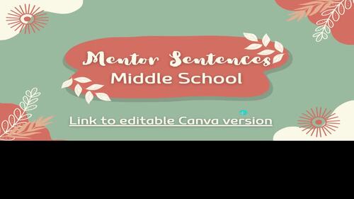 Grammar Mentor Sentences - First Week of School | TPT