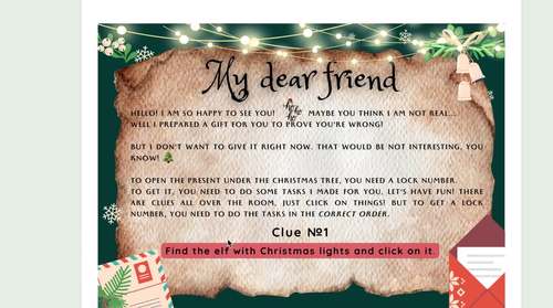 Christmas digital Escape room English ESL/EFL Intermediate B1 fun no prep