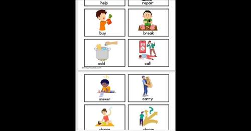 Flashcard Bundle: High-Frequency Sight Words & Action Verbs with Picture