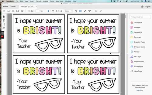 End of the Year Student Gift Tags Including Editable Summer Gift Tags