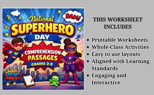 National Superhero Day Comprehension Passages Grades 2–8 | Reading ...