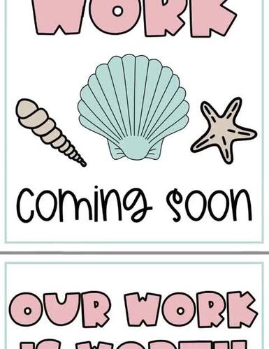 Student Work Display Posters | Bulletin Board | Coastal Beach Theme