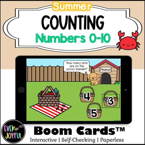 PreK Summer Math Boom Cards™ Counting Picnic Items 0-10 by Ever Joyful