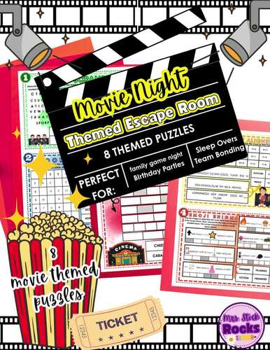 Movie Themed Escape Room, The Case of the Missing Snacks by Mrs Stock Rocks