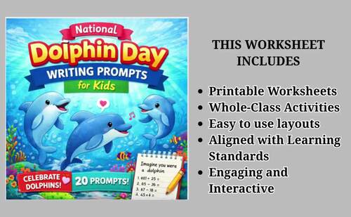 National Dolphin Day Writing Prompts | Ocean Animal Activities Grades 2–8