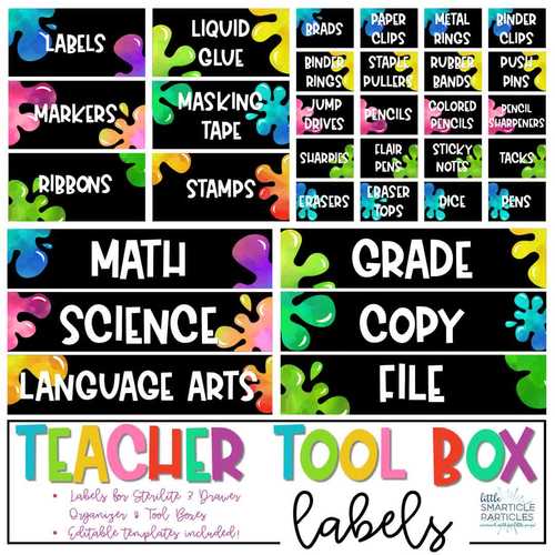 Teacher Toolbox Labels - Paint Splats (EDITABLE) by Little Smarticle ...