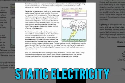 Physical Science Reading Comprehension Electricity and Magnets Word ...