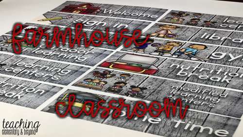 Editable Wooden Farmhouse Theme Classroom Schedule Cards | TPT