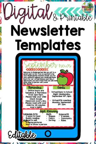 Editable Digital Newsletters & Printable Newsletters - Distance Learning