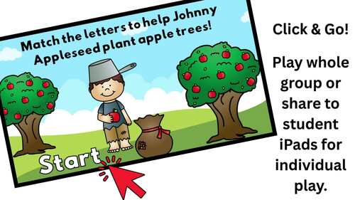 Johnny Appleseed ABC Digital Letter Matching Activity | Fluency and ...