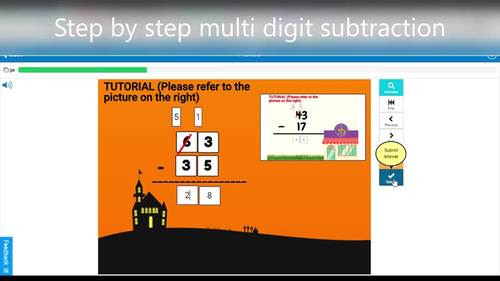Multi Digit Subtraction Halloween Themed Boom Cards by Language Forum