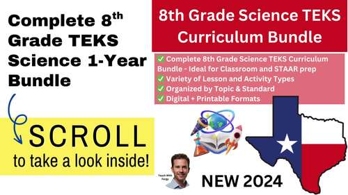 TEKS Science 8th Grade NEW 2024 Curriculum Bundle Full Year | Texas, STAAR