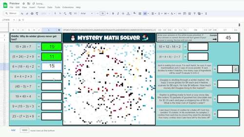 Winter - PEMDAS / Order of Operations Digital Math Activity - Pixel Art