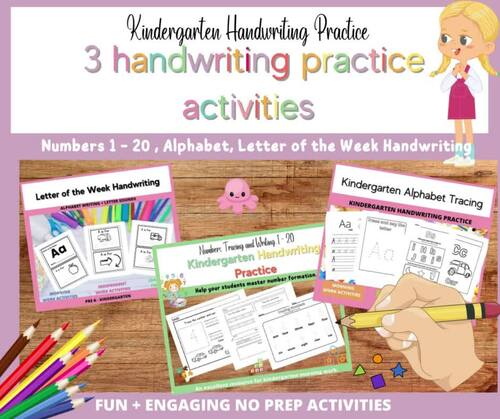 Kindergarten Handwriting Bundle, Alphabet Handwriting + Numbers 1 - 20 ...