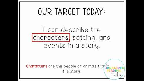 RL.1.3 - Let's Describe Characters, Settings and Events by Katie George