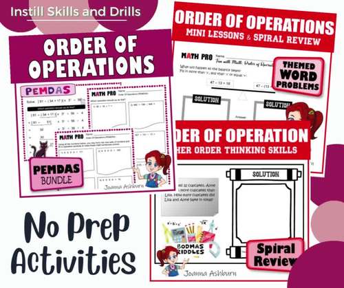 Order of Operations Practice and Word Problem Worksheets & Video Links ...