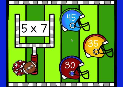 Football Multiplication Fact Fluency Practice Multiply by 7 Math Boom Cards