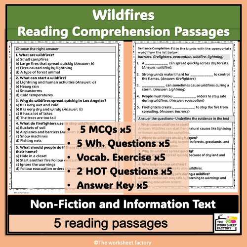 Wildfires California LA Fires Non Fiction Reading Comprehension Grades ...