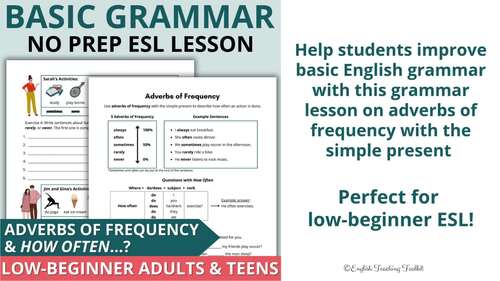 Low Beginner ESL Grammar Worksheets Adults Simple Present Adverbs of ...