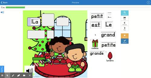 Distance Learning - Christmas Predictable Sentences French BOOM Cards Noël