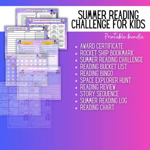 Summer Space Reading Challenge with Reading Log, Summer Reading | TPT