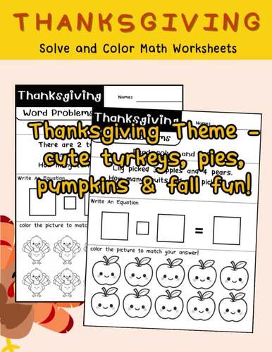 Thanksgiving Word Problems | Addition and Subtraction Within 10 | TPT