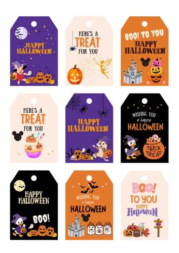 Printable Disney Halloween Gift Tags Party Classroom Favor Tags Disney ...