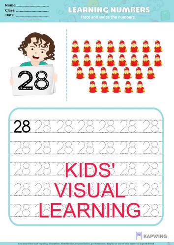 Writing Numbers 26-50, Formation, Trace, Count and Free Hand ...