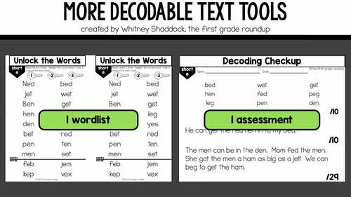 Short e Decodable Readers and Decodable Passages for First Grade